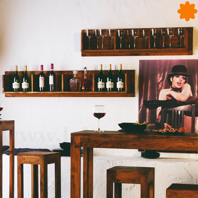 Repisa Grande de Estilo Rústico con 4 Espacios y de 150cm de Largo